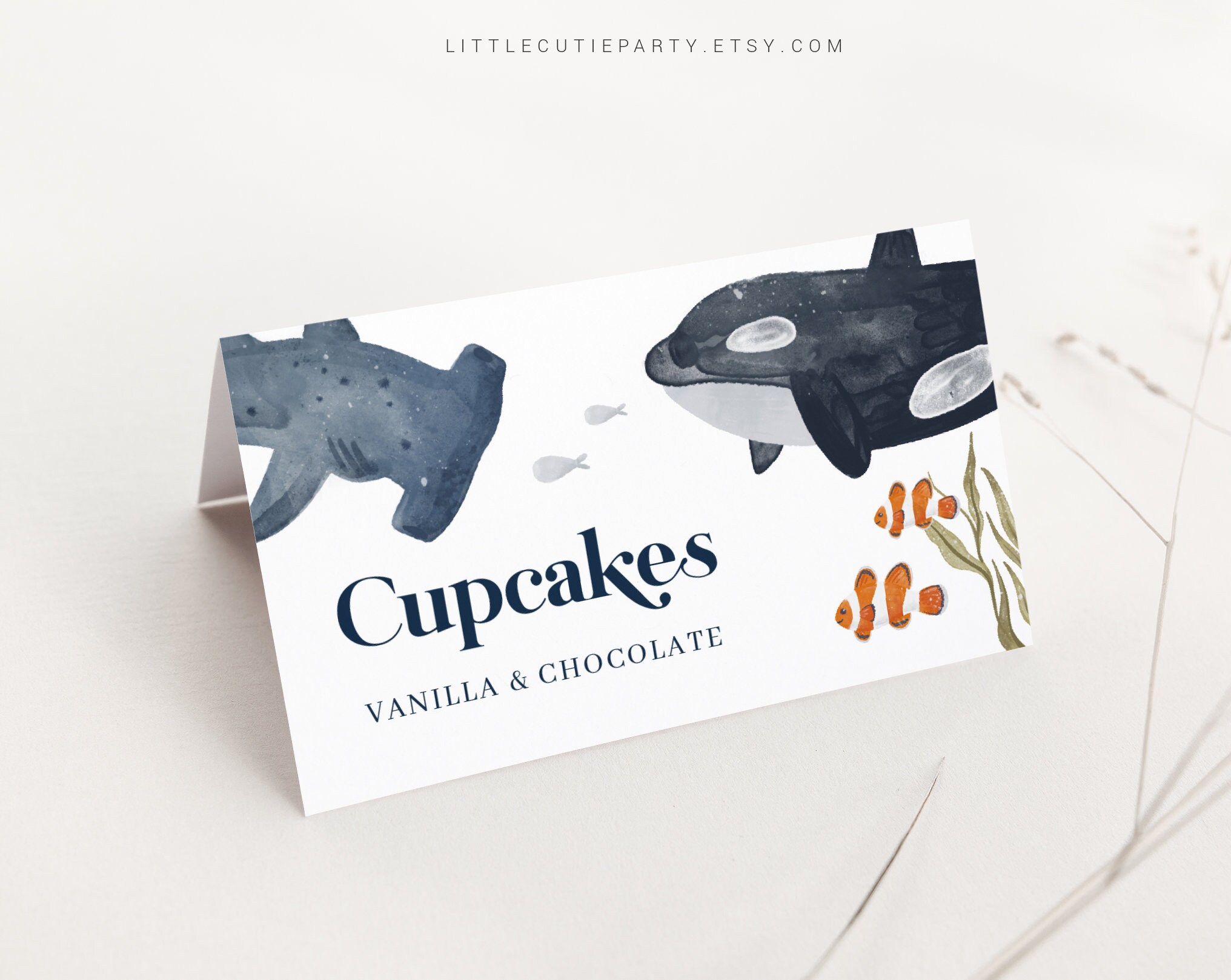 Editable Ocean Food Labels Food Tent Cards Food Tags Folded - Etsy