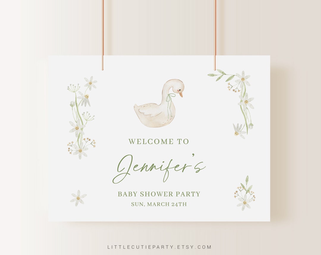 Editable Goose Baby Shower Banner, Goose Baby Shower Backdrop, Little ...
