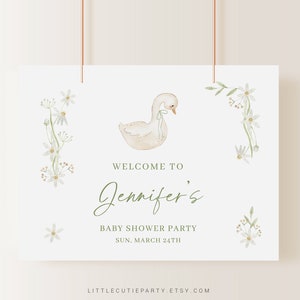 Editable Goose Baby Shower Banner, Goose Baby Shower Backdrop, Little ...