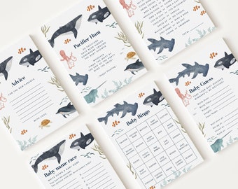 Under the Sea Baby Shower Games, Ocean Baby Shower Game Pack, Nautical ...