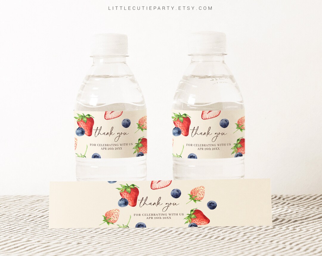 Editable Berry Sweet Water Bottle Labels, Bottle Label for Berry Sweet ...