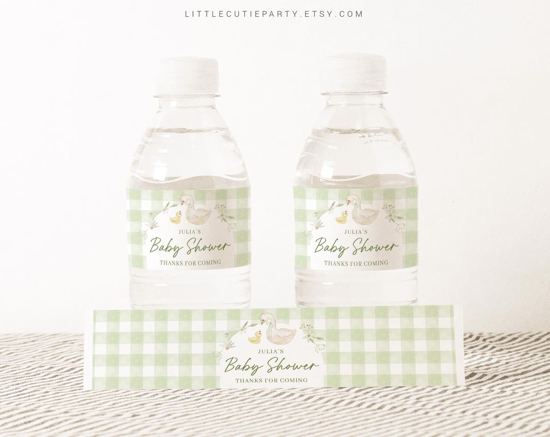 Editable Mother Goose Baby Shower Decorations Baby Shower Water Bottle ...