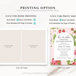 Editable Strawberry Gender Reveal Invitation, Strawberry Baby Gender ...