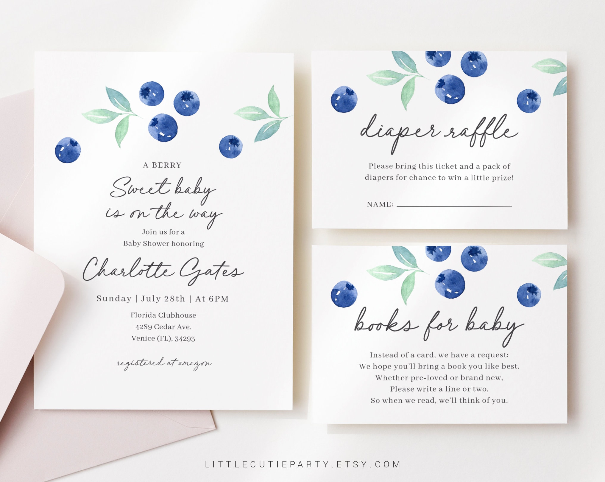 Editable Blueberry Baby Shower Invitation, Blueberry Baby Shower Invite ...