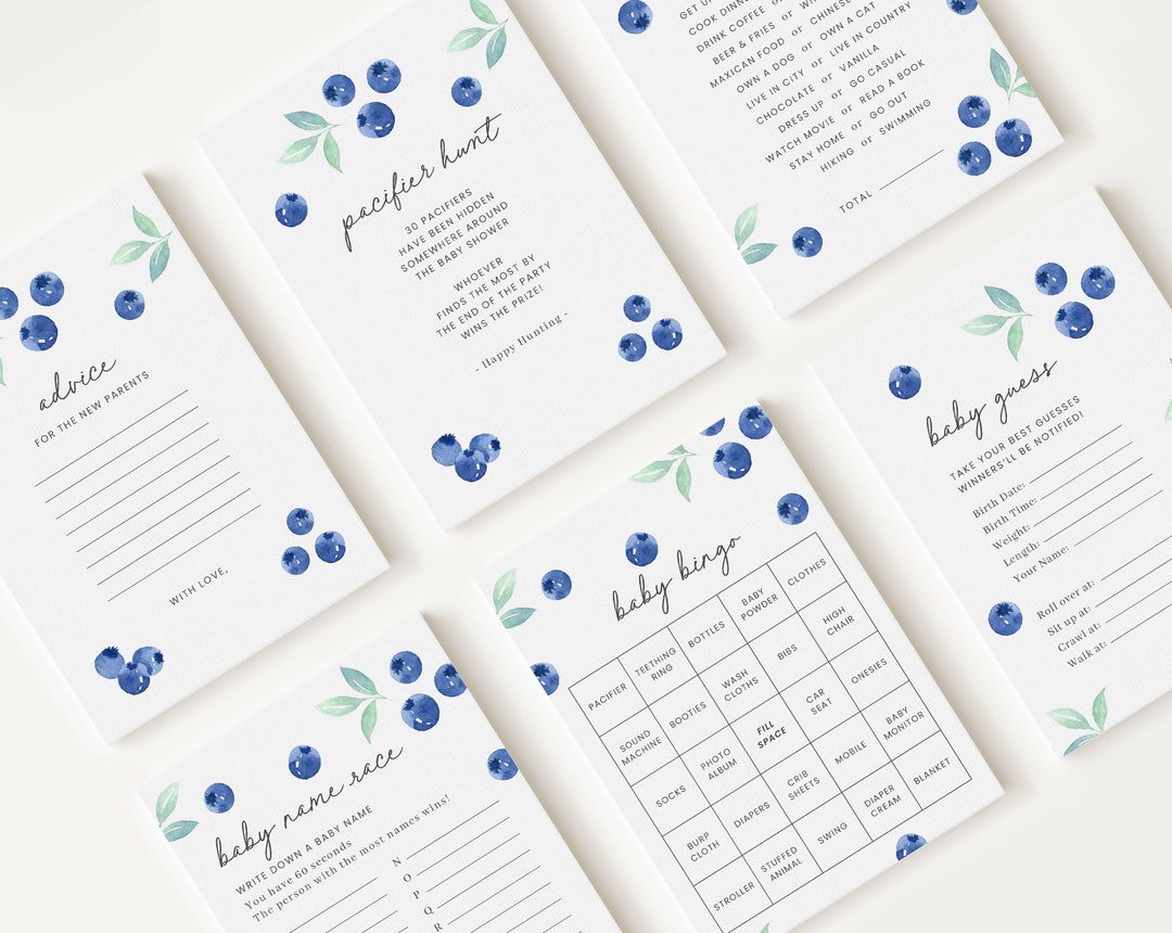 10 Editable Blueberry Baby Shower Games, Berry Sweet Baby Shower Games ...