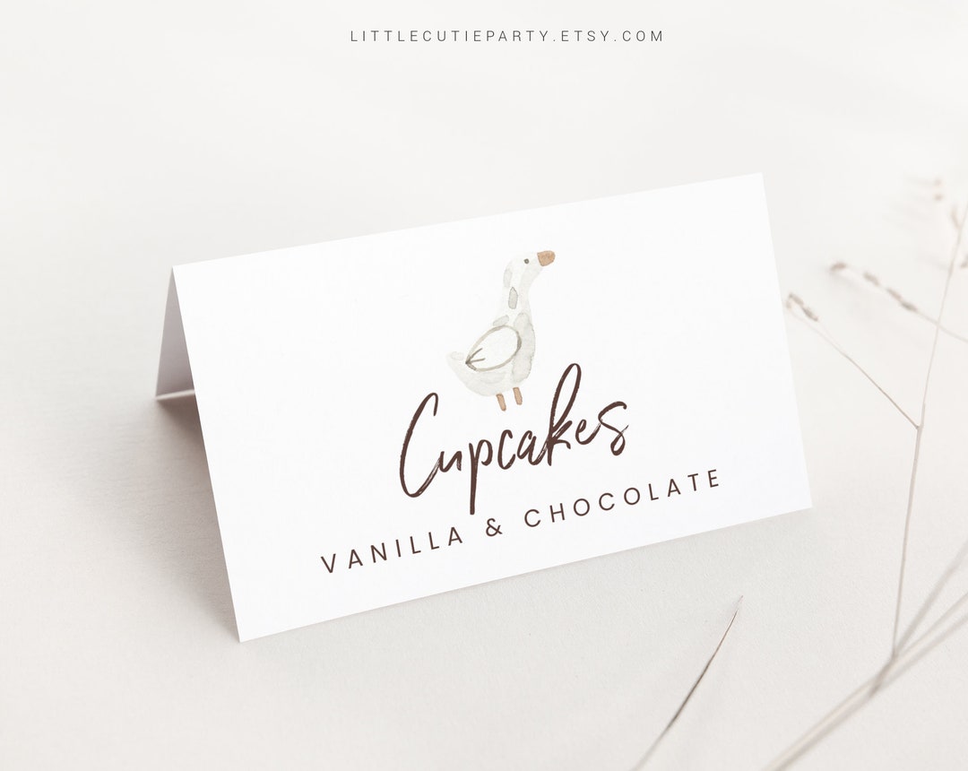 Editable Cute Duck Food Labels, Food Tent Cards, Food Tags, Folded Food ...