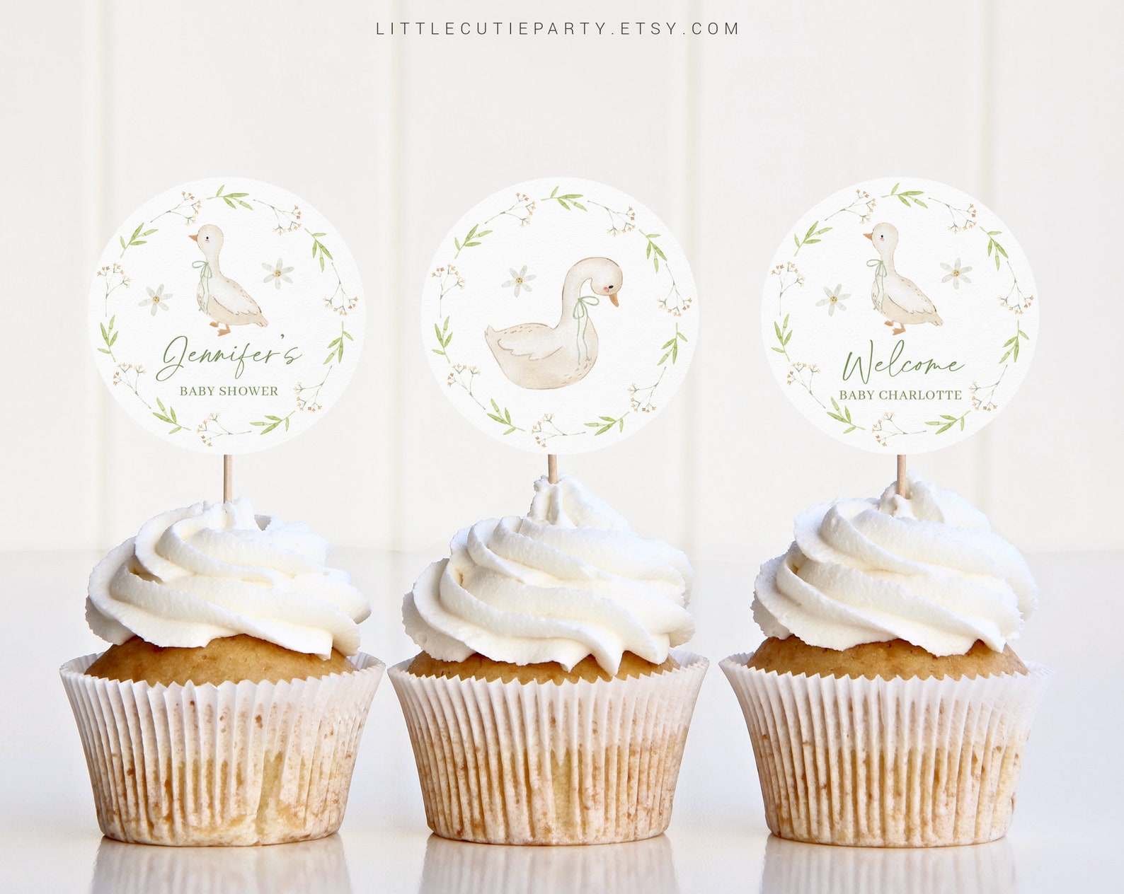 Editable Goose Baby Shower Cupcake Topper, Goose Baby Shower Cake ...