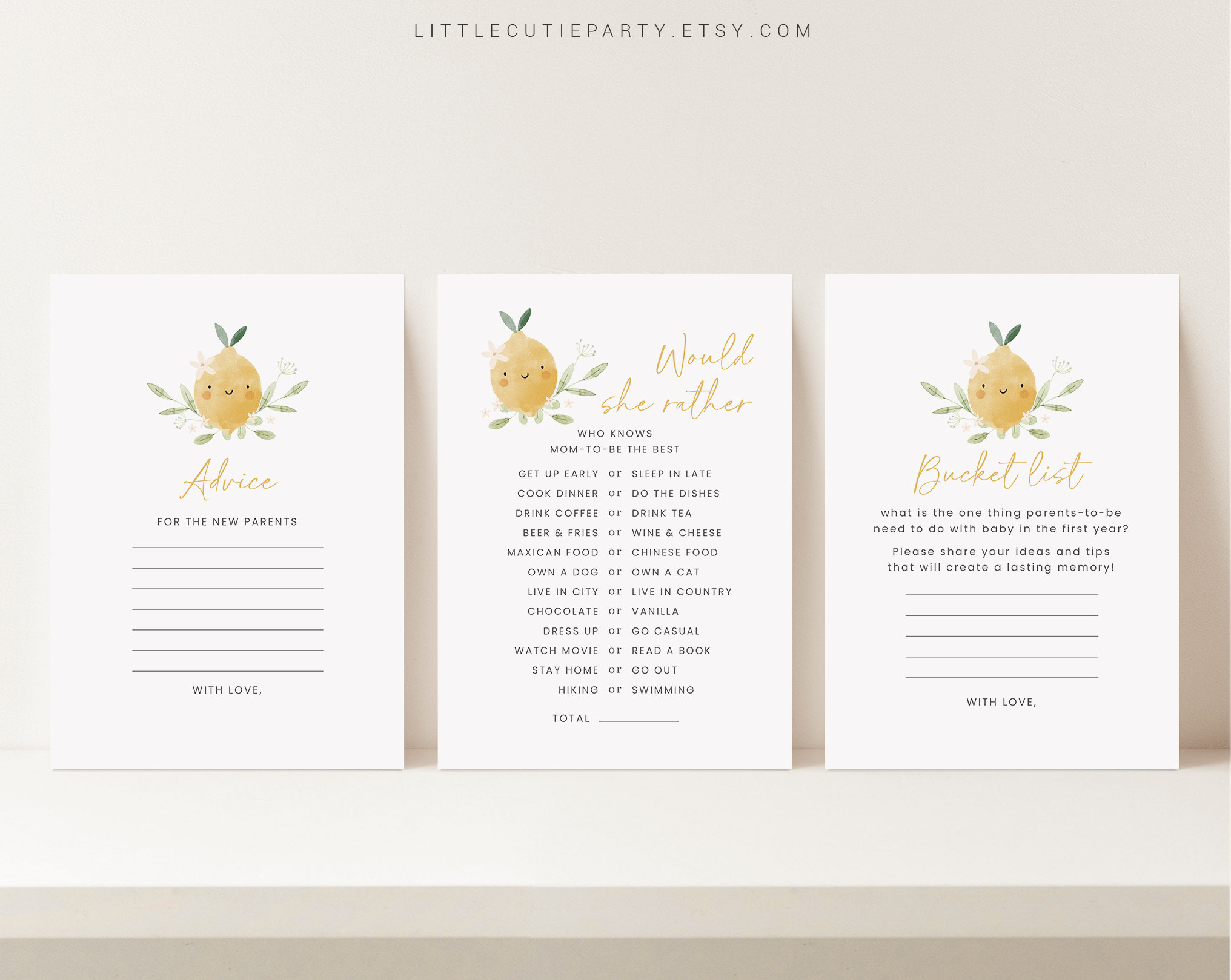 Editable Lemon Baby Shower Invitation Bundle, Lemon Baby Shower Bundle ...