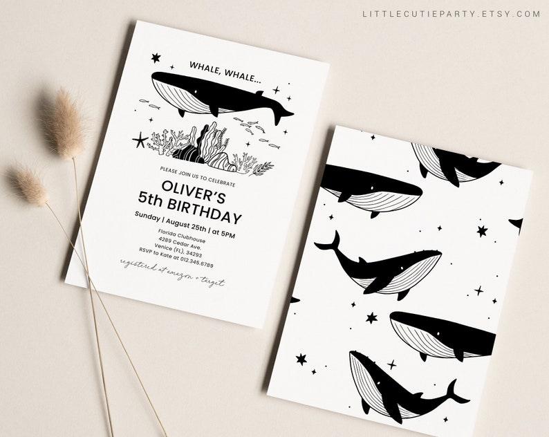 Editable Whale Birthday Invitation Orca Birthday Invitation - Etsy
