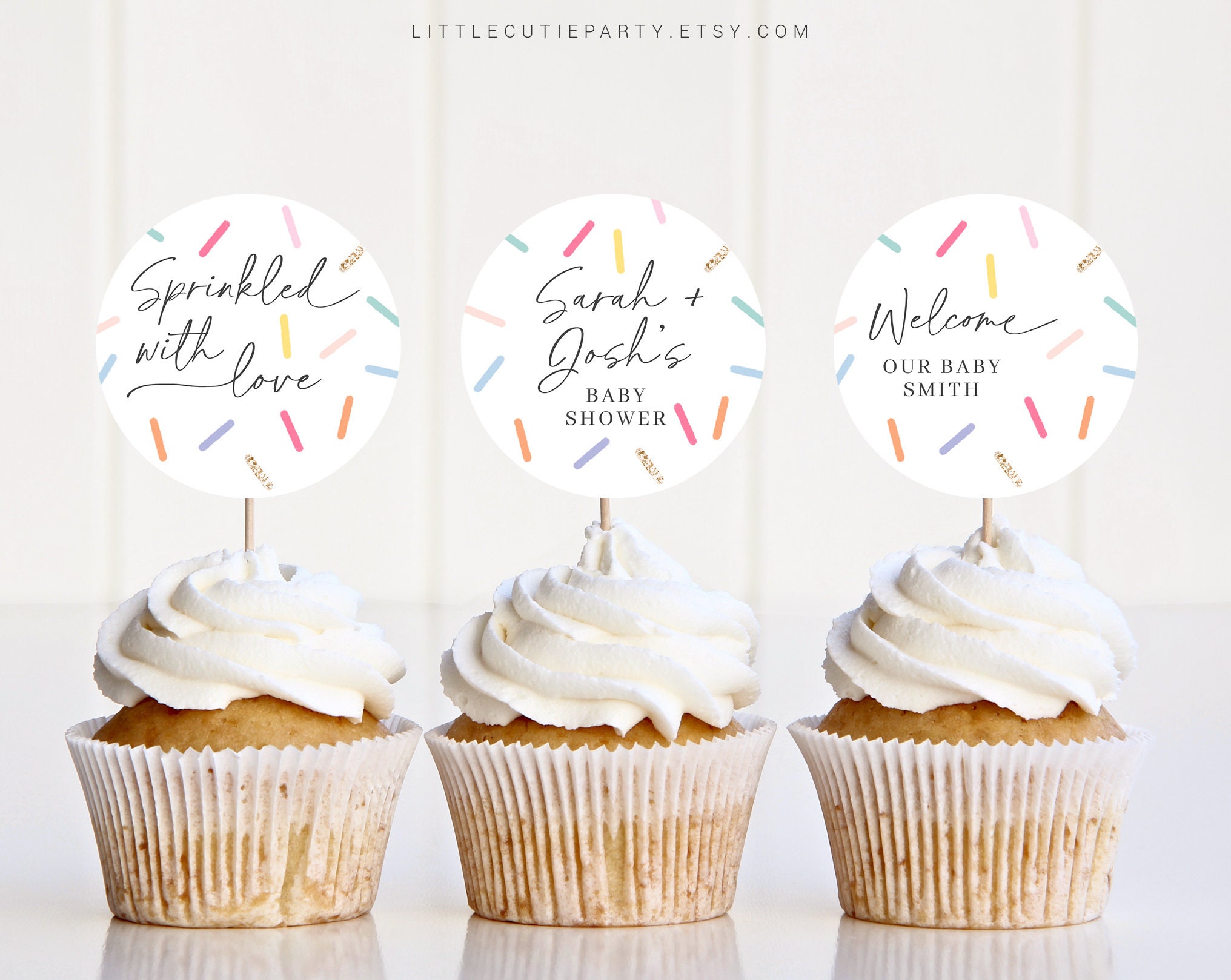 Editable Baby Sprinkle Cake Topper, Sprinkle Cupcake Toppers, Sprinkled ...