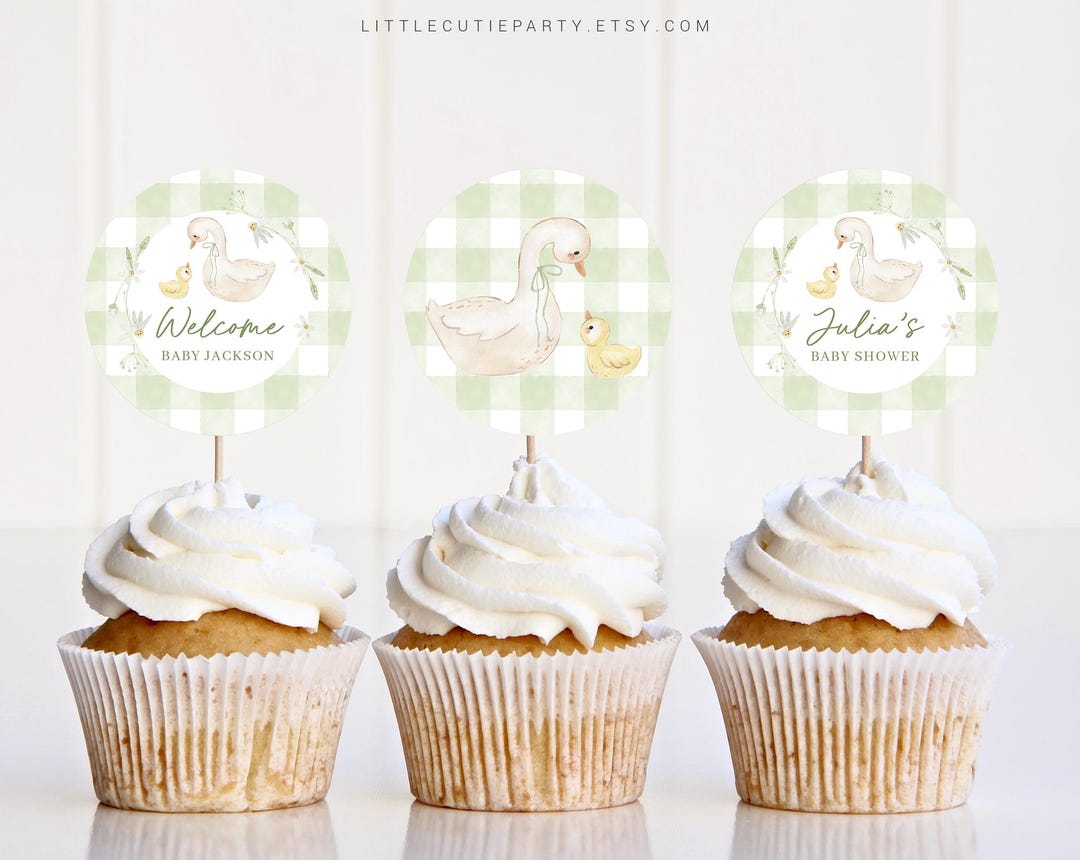 Editable Mother Goose Cake Topper, Silly Goose Baby Shower Cupcake ...