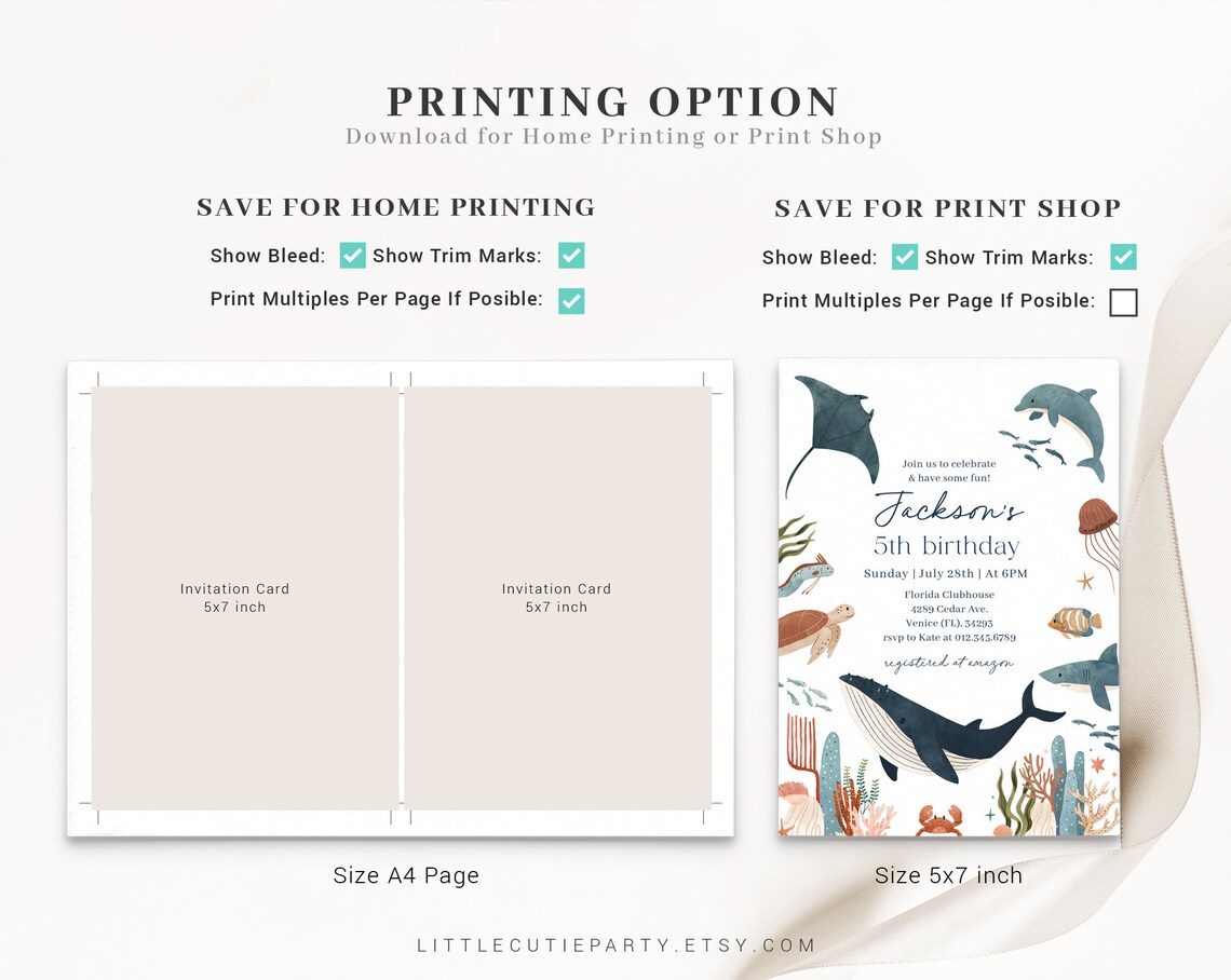 Editable Ocean Birthday Invitation, Under the Sea Birthday Invitation ...