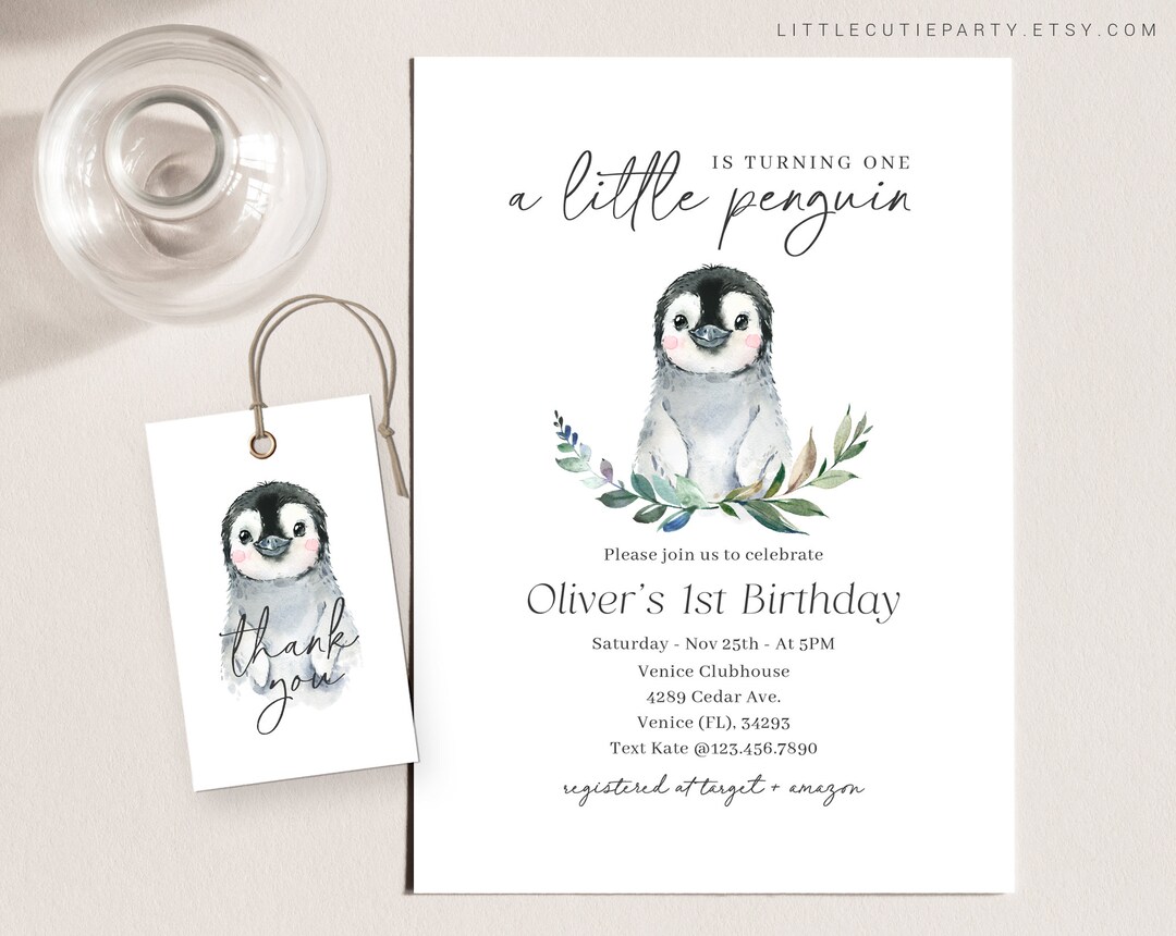 Editable Penguin Birthday Invitation, Penguin Birthday, Penguin ...