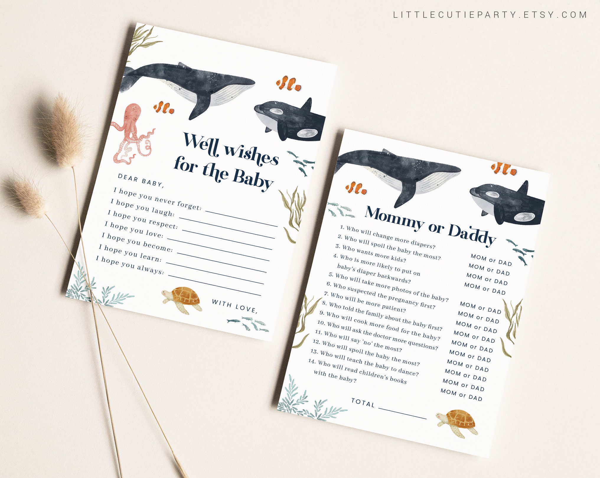 10 Editable Ocean Baby Shower Games, Under the Sea Baby Shower Games ...