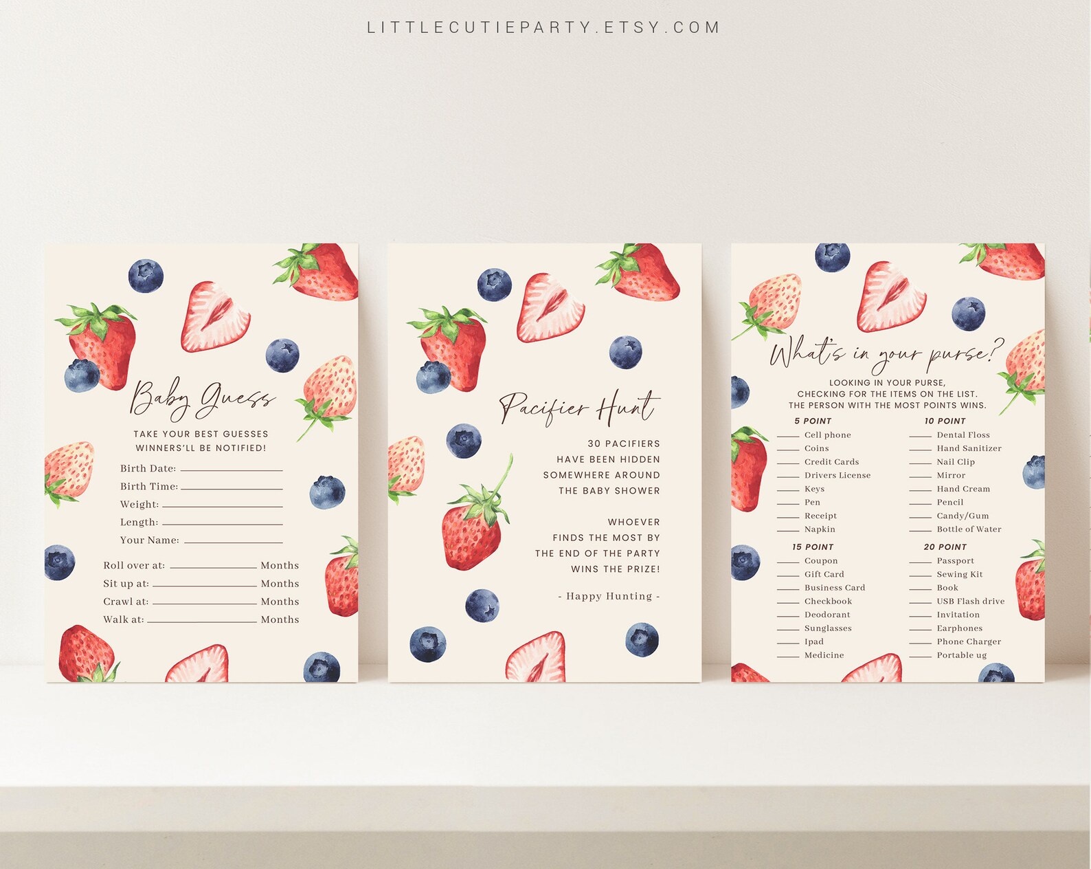 10 Editable Berry Sweet Baby Shower Games, Berry Baby Shower Games ...