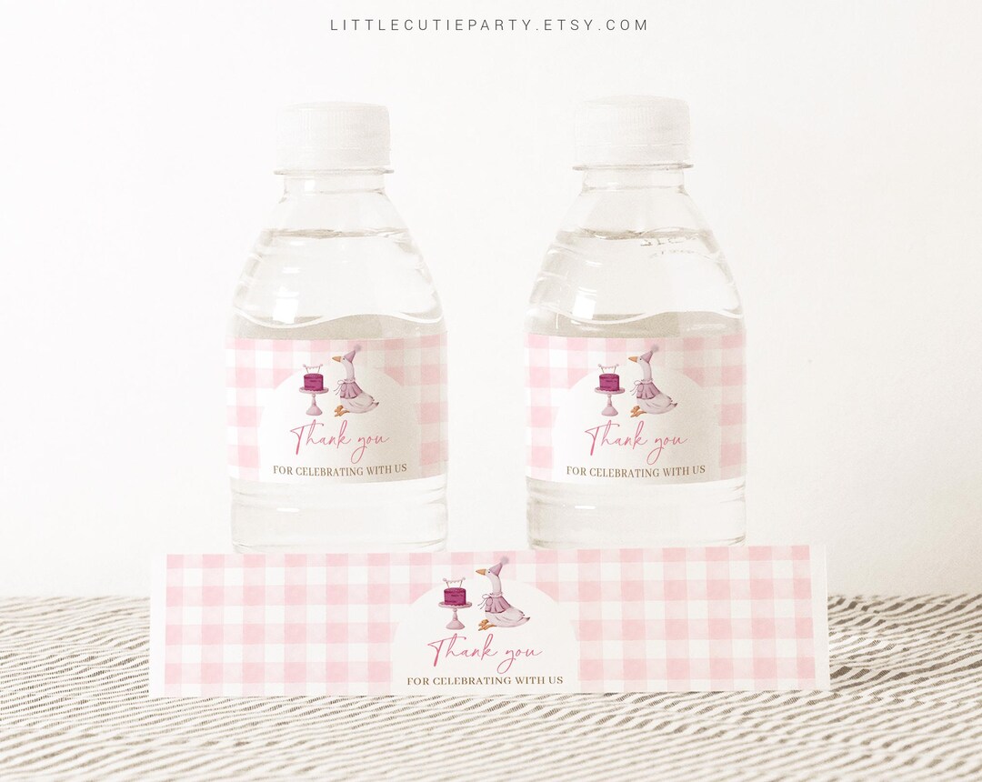 Editable Goose Girl Baby Shower Decorations, Baby Shower Water Bottle ...