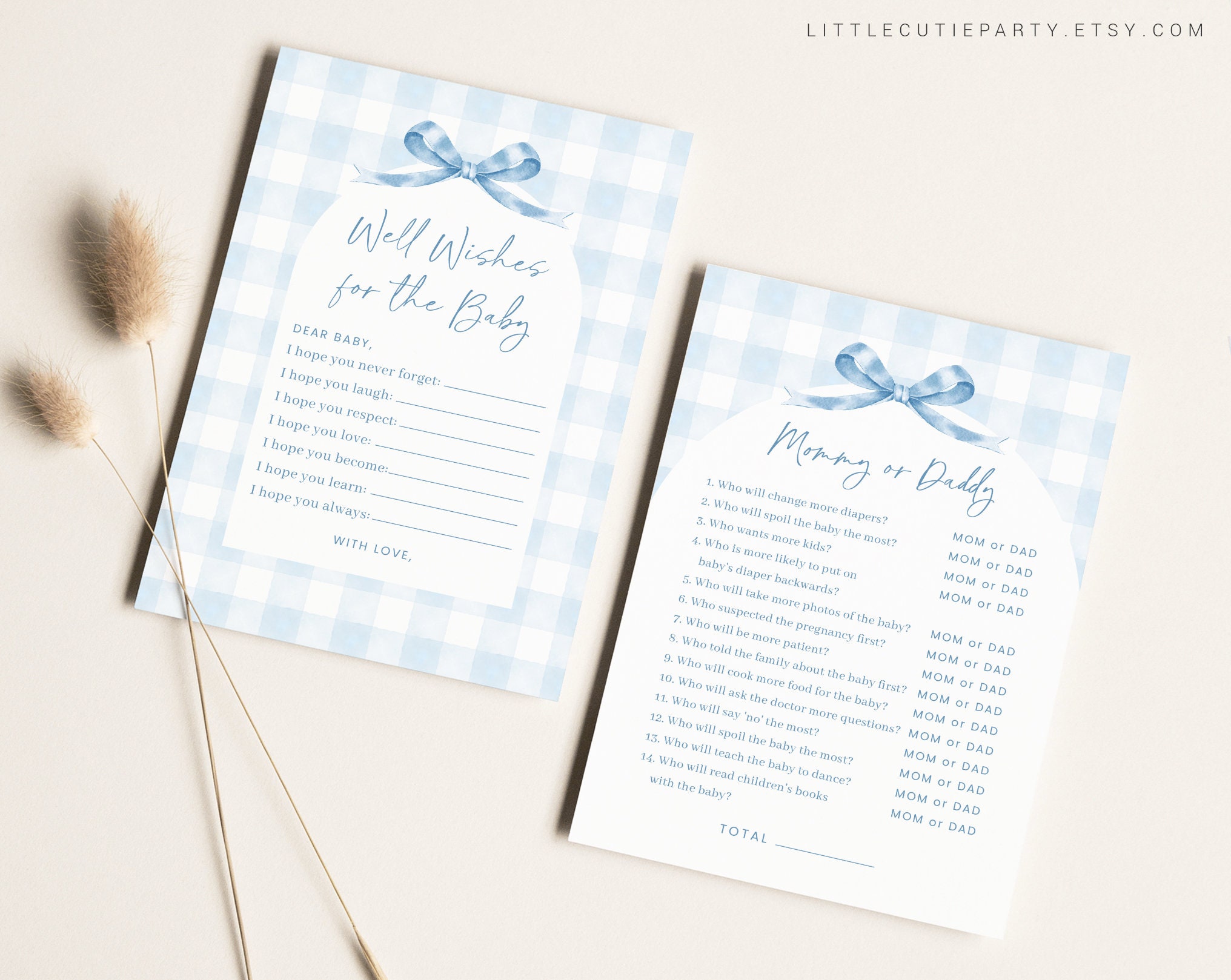 10 Editable Blue Gingham Baby Shower Games, Baby Boy Shower Games ...