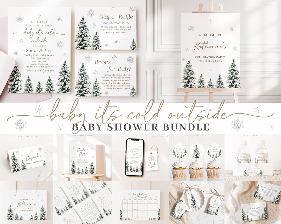Editable Baby Its Cold Outside Baby Shower Bundle, Snowflake Baby ...