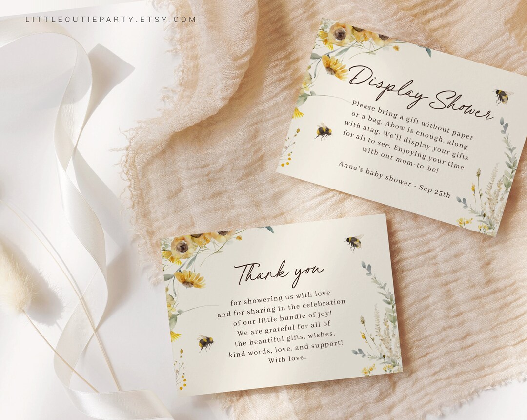 Editable Mommy to Bee Thank You Card, Baby Shower Display Card for Bee ...