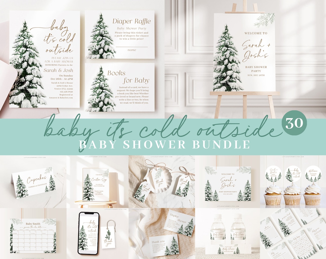 Editable Baby Its Cold Outside Baby Shower Bundle, Winter Baby Shower ...