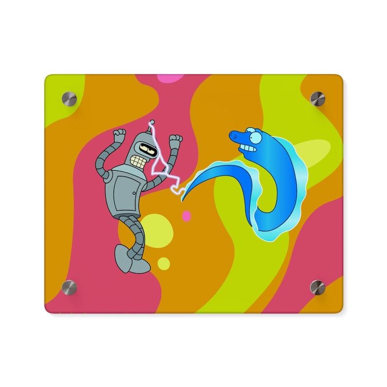 Futurama Bender With Electric Eel, Slurm, Planet Express Ship Acrylic ...