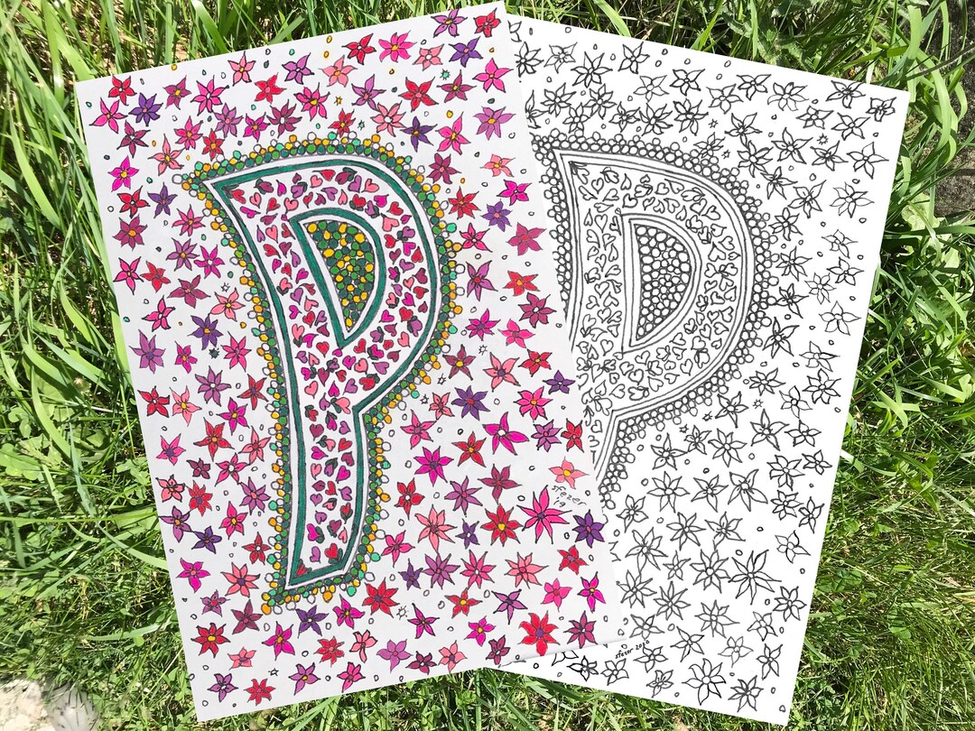Prettiest P Digital Download to Color - Etsy