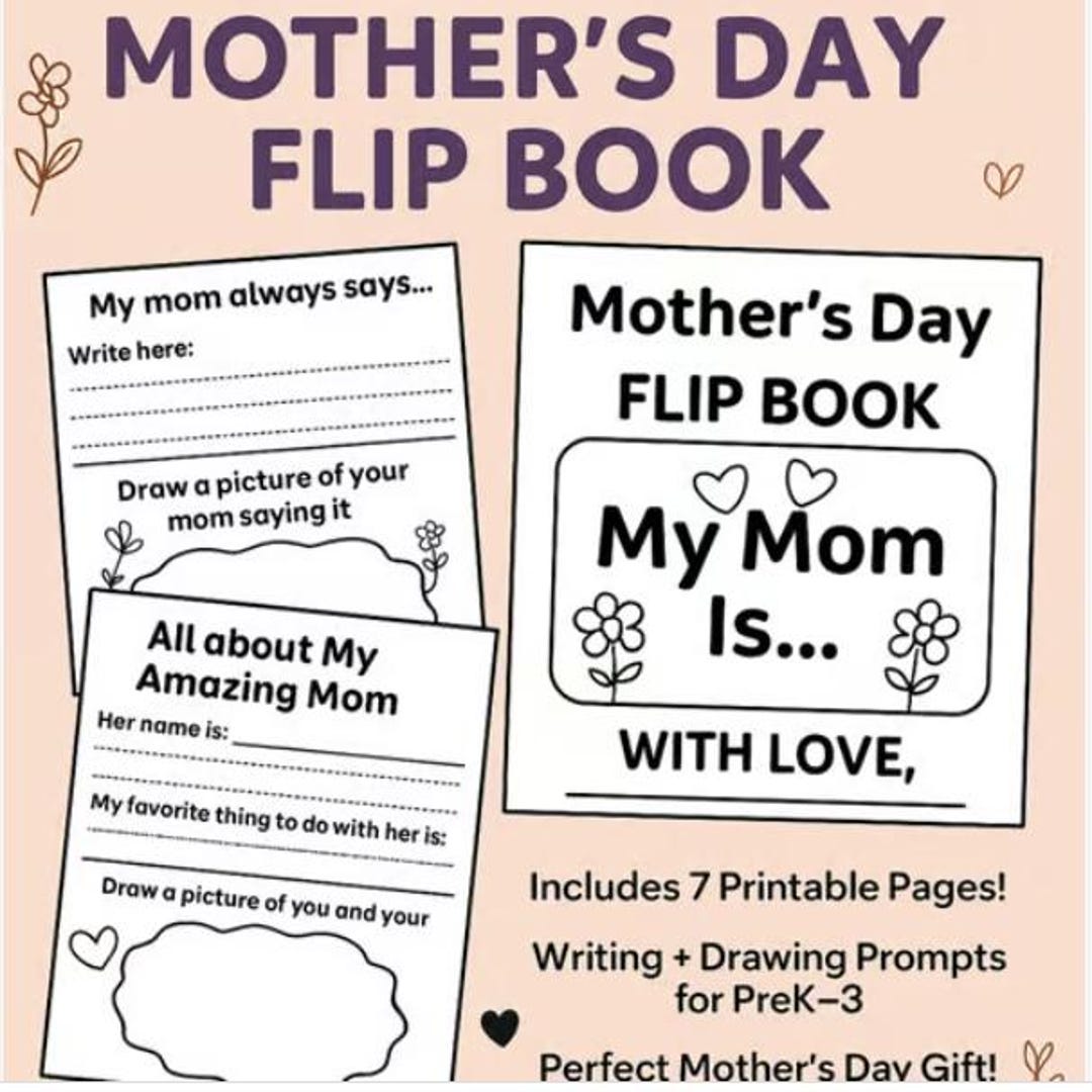 Mother’s Day Flip Book for Kids – Printable Writing & Drawing Gift for ...