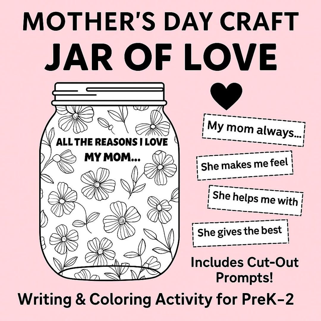 Mother’s Day Craft for Kids – Jar of Love Printable | Writing ...