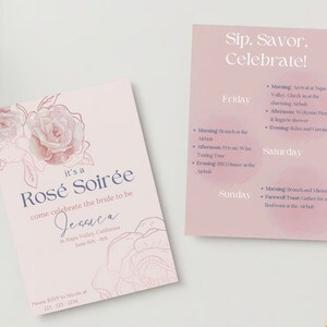 Rosé Soirée - Bachelorette Invitation Itinerary - Instant Download ...