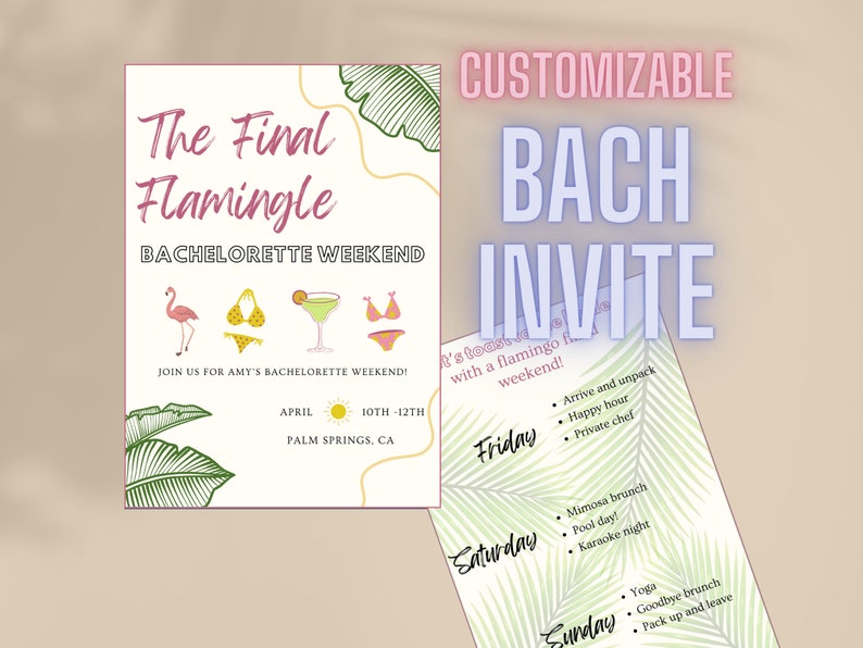 Final Flamingle - Bachelorette Invite and Itinerary, Customizable ...