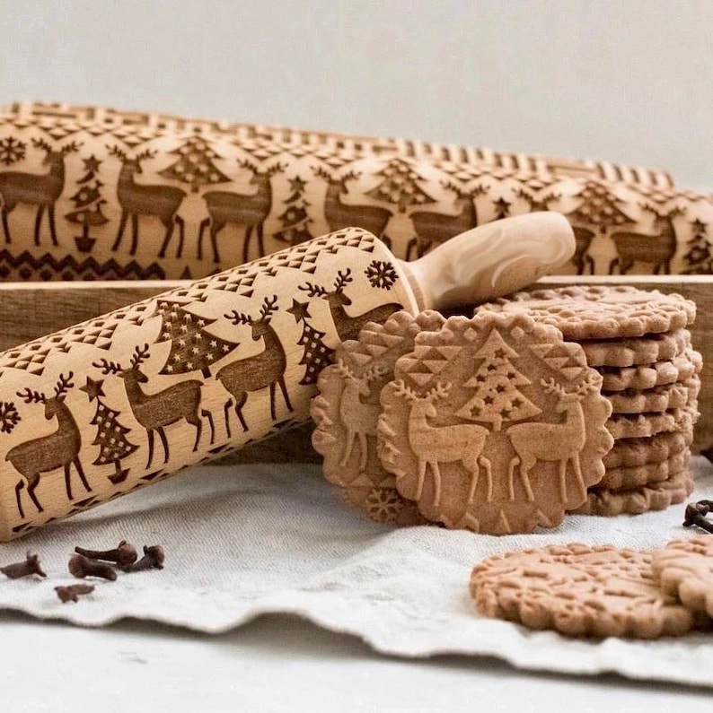 NEW Christmas Rolling Pin - Baking Gift for Bakers - Handmade Laser ...