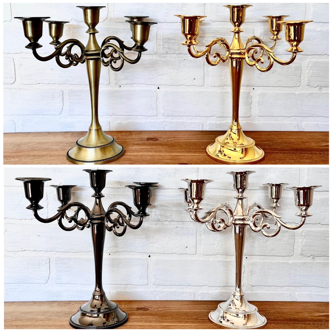 Elegant Candelabra 5 Arm Metal Candle Stick Holder - European Stand ...