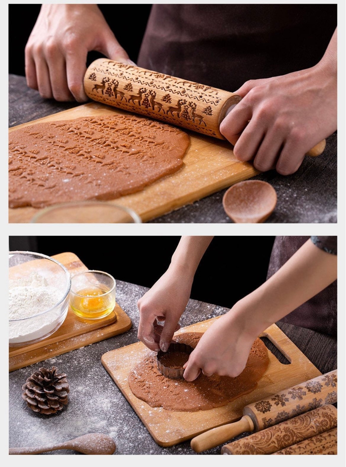 NEW Christmas Rolling Pin - Baking Gift for Bakers - Handmade Laser ...