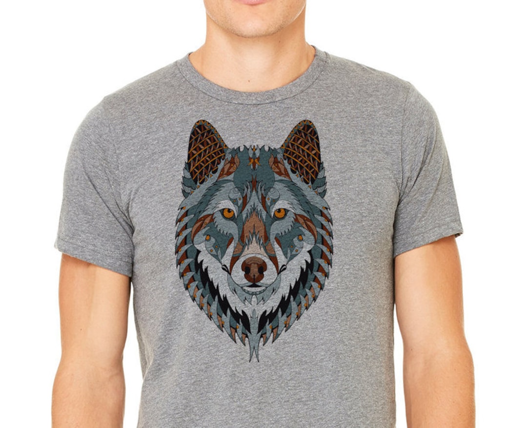 Camisa de lobo, camiseta gris, camiseta de hombre, camiseta de lobo ...