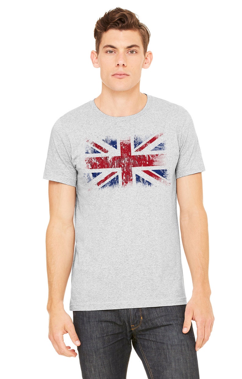 UK Flag T-shirt, Gray T-shirt,men's T-shirt, Britain Flag Shirt, UK ...