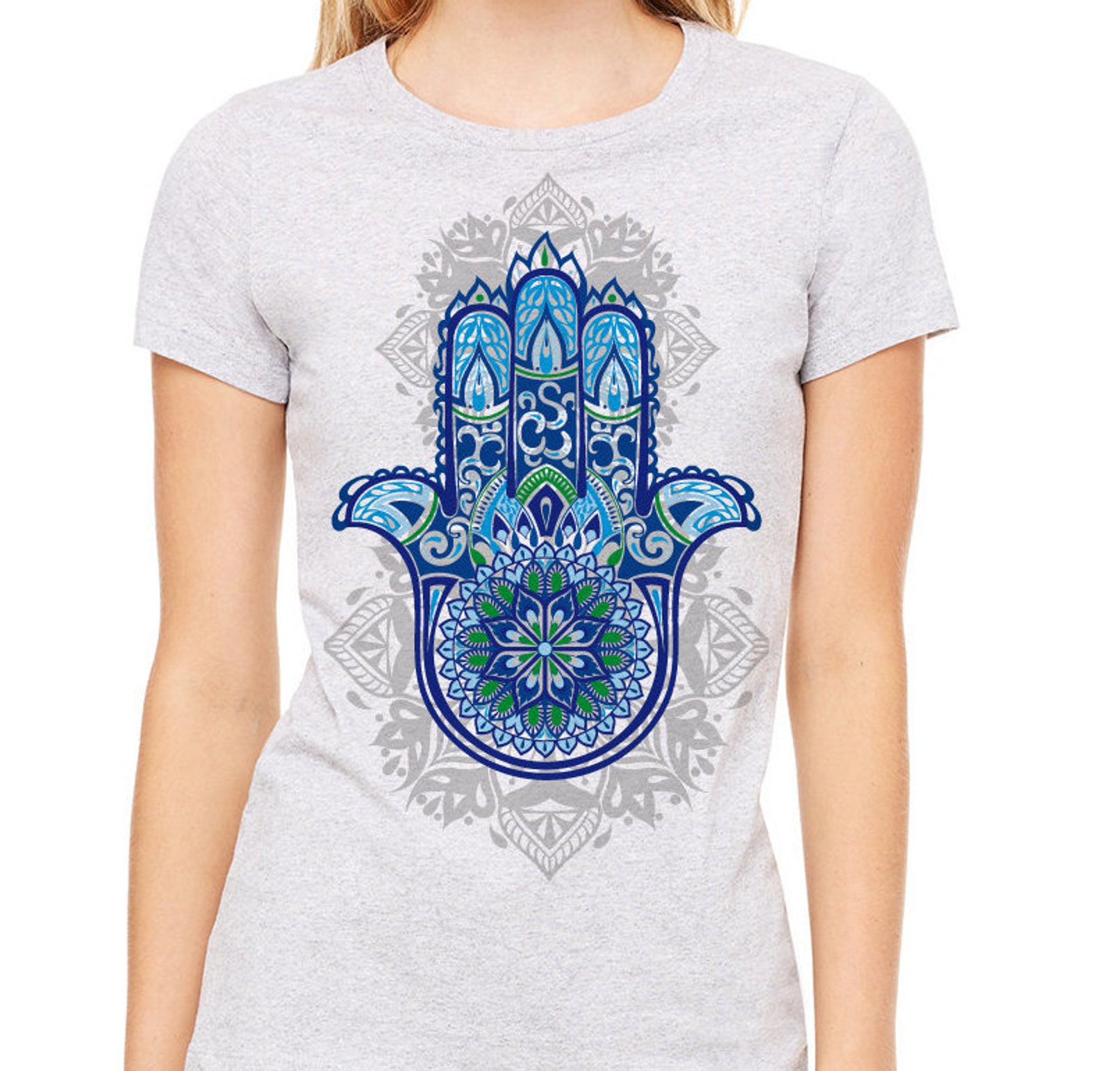 Hamsa T-shirt Heather Gray T-shirt Women's T-shirt Gray - Etsy