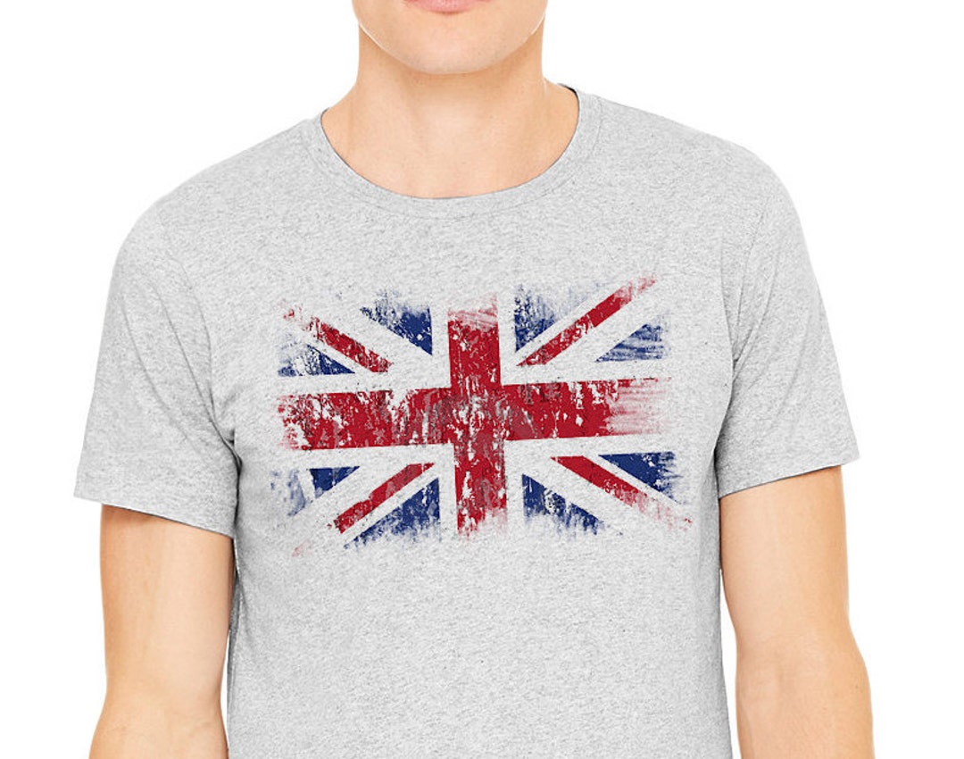 UK Flag T-shirt, Gray T-shirt,men's T-shirt, Britain Flag Shirt, UK ...