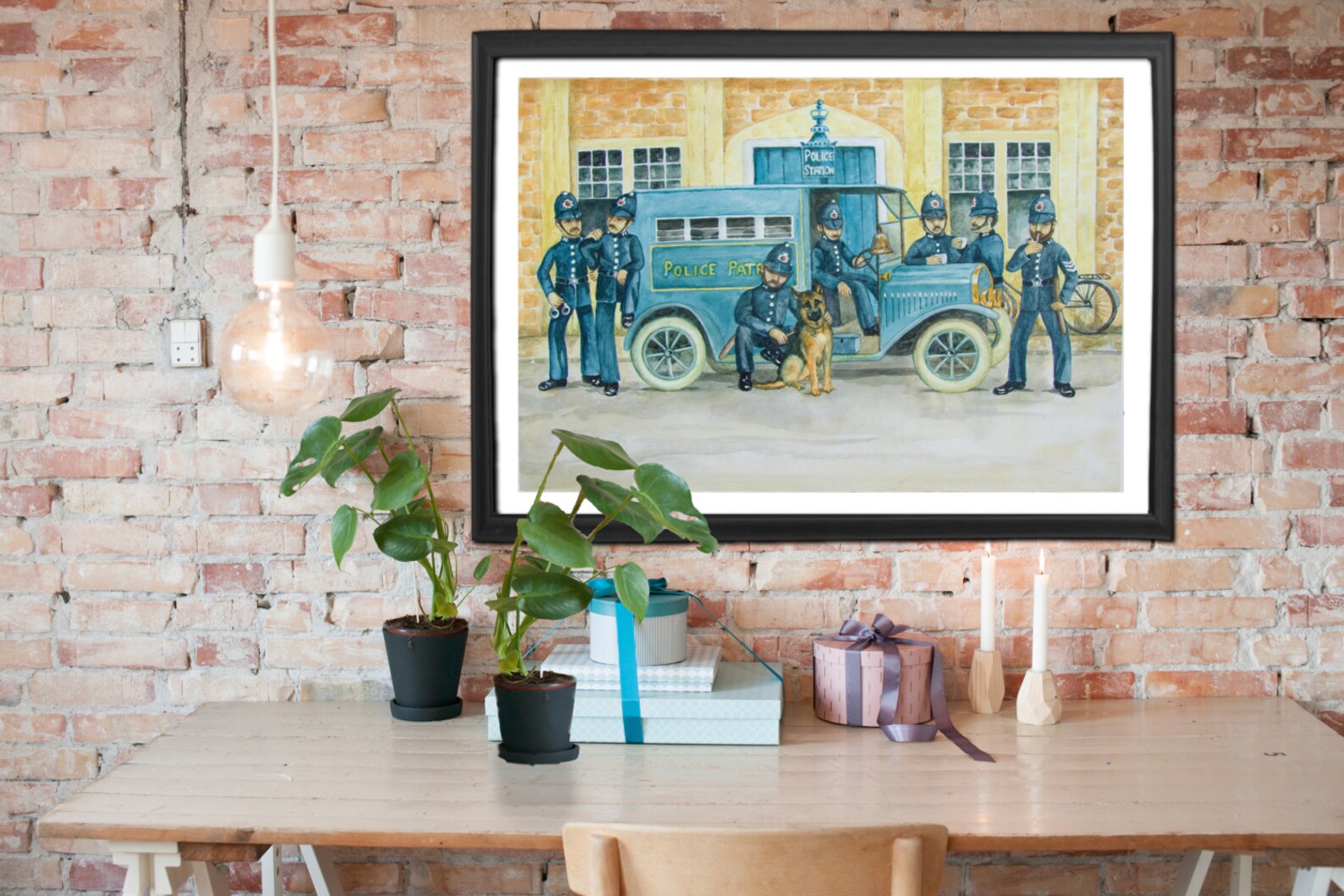 Police Officer Gift Painting Vintage Police Art Print, Unique and ...