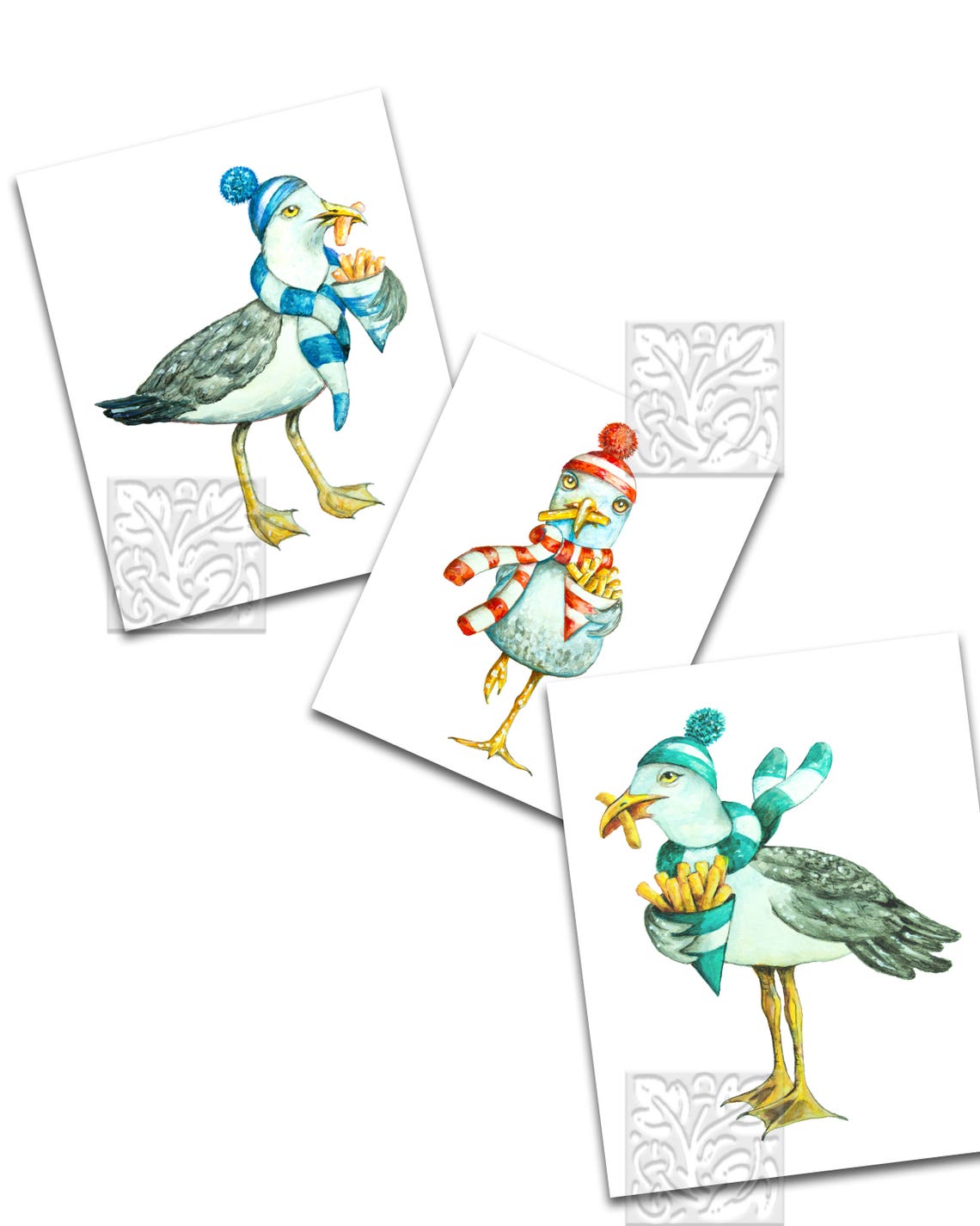 Set of 3 Nautical Seagull Picture Painting Seaside Beach Theme - Etsy UK