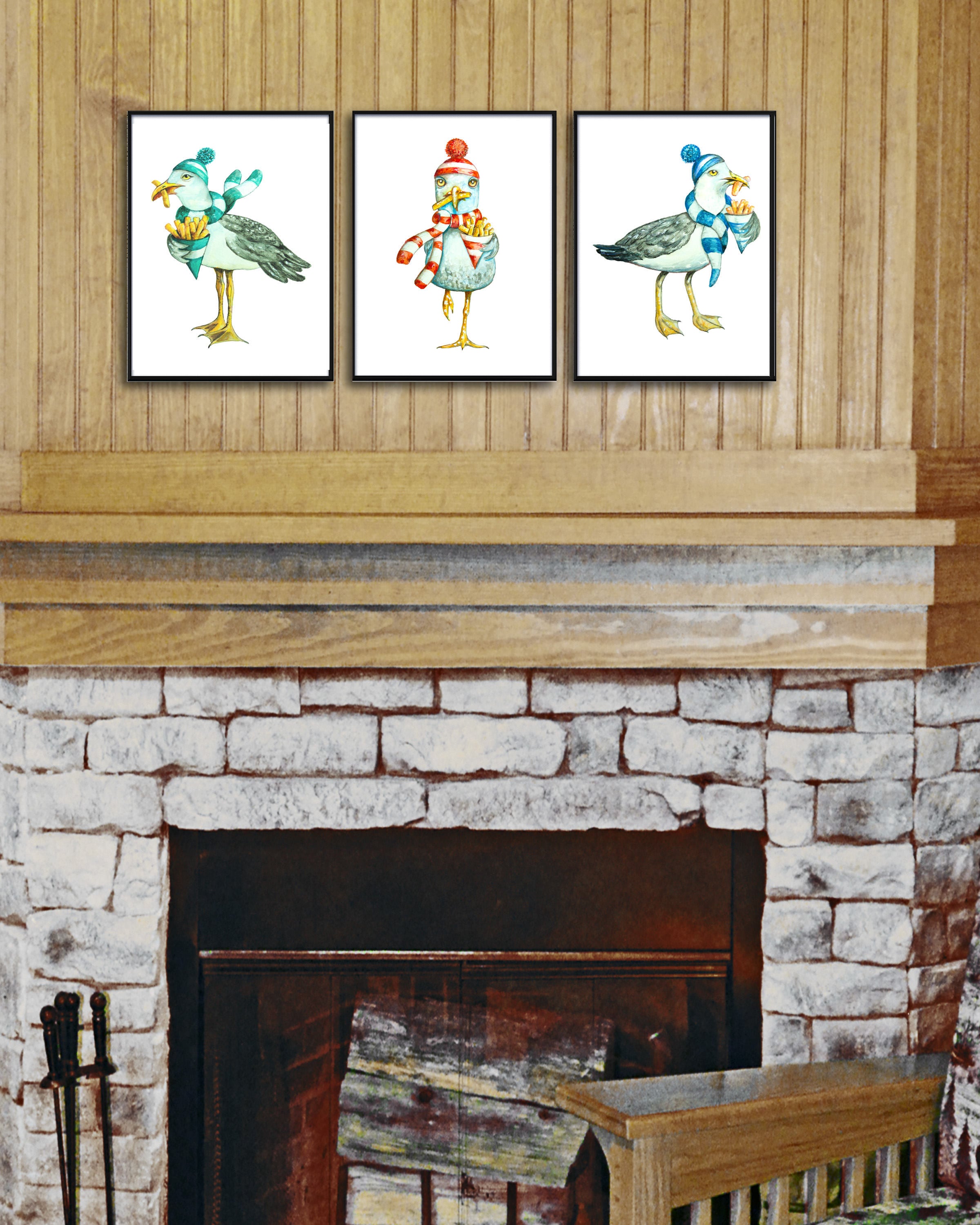 Set of 3 Nautical Seagull Picture Painting Seaside Beach Theme - Etsy UK
