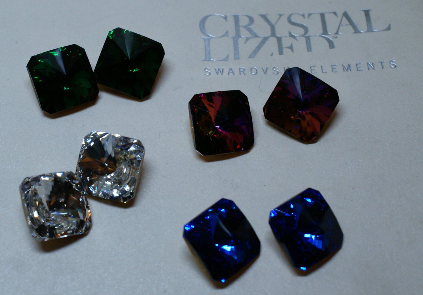 2 Piece Swarovski Square Rivoli Rhinestones,18 Mm. Gold Foiled #4650 ...