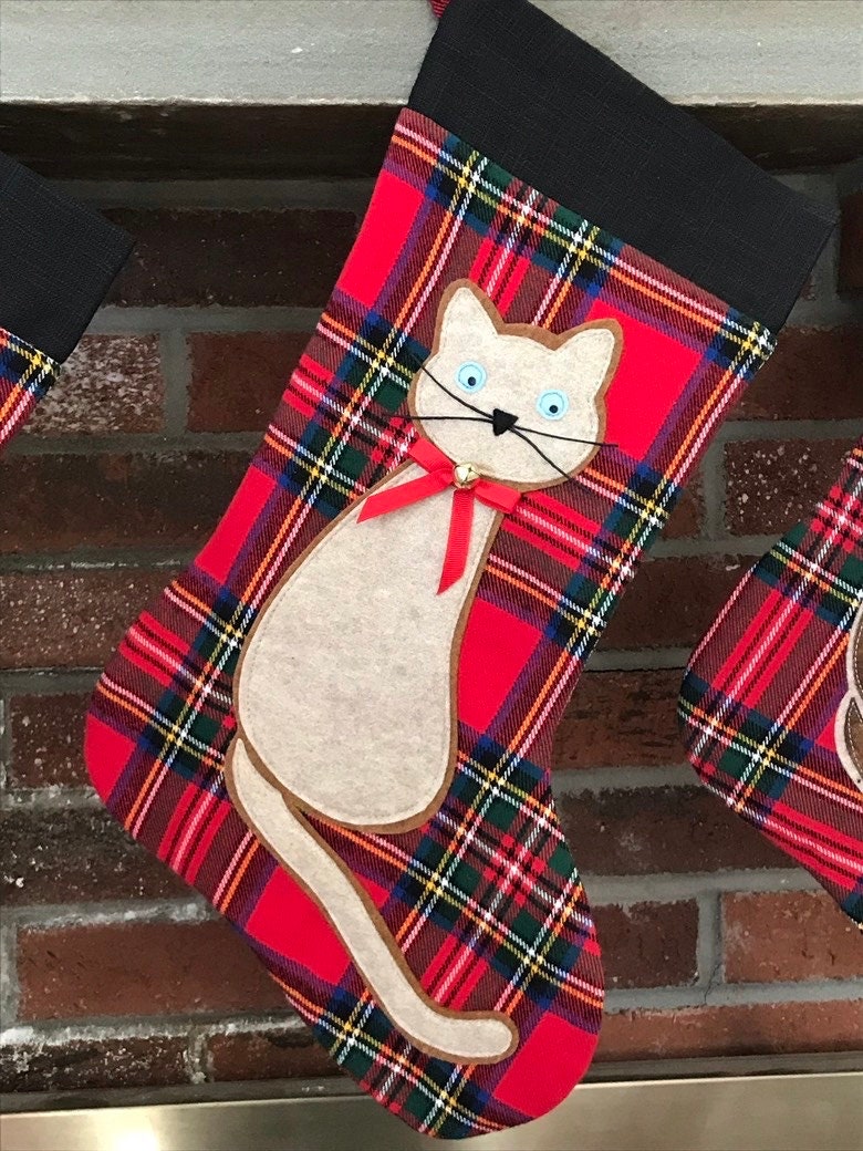 Cat Christmas Stocking Personalized - Etsy