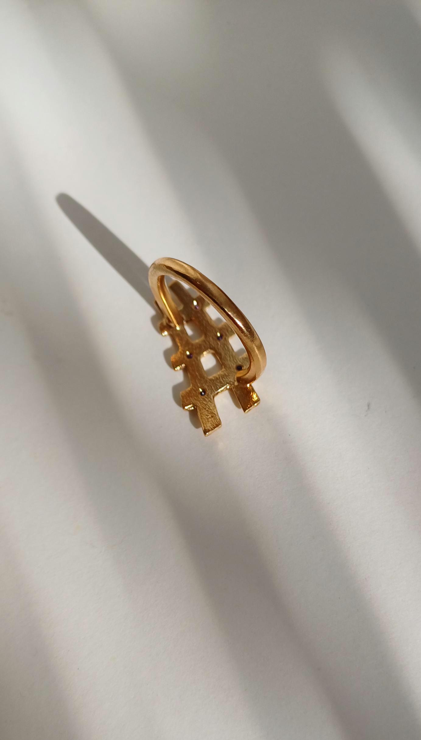 Ladder Ring Infinity Design in Gold Plated Sterling Silver With Purple ...