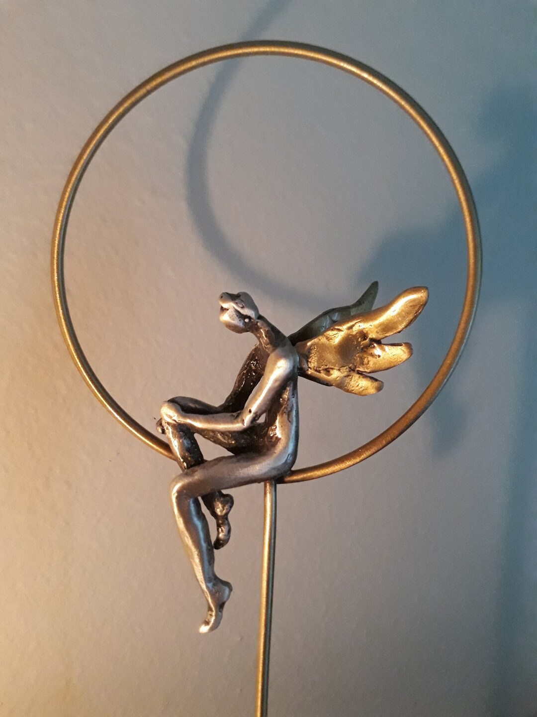 Sculpture Silver Bronze, Thinking Angel, Miniature Figurine, Gift Idea ...