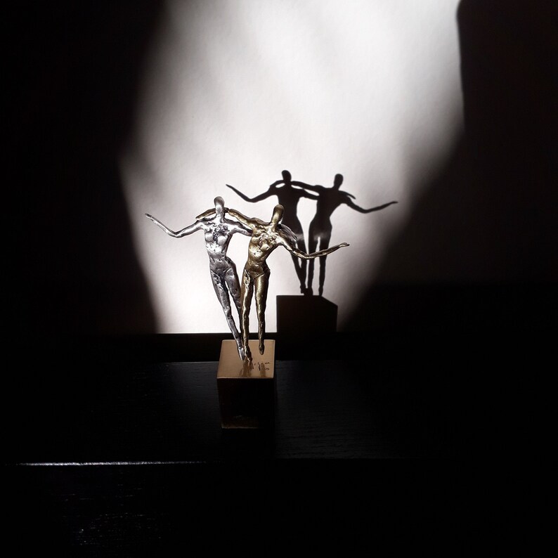 Friendship Sculpture Silver Bronze Couple Friends Gift Art - Etsy