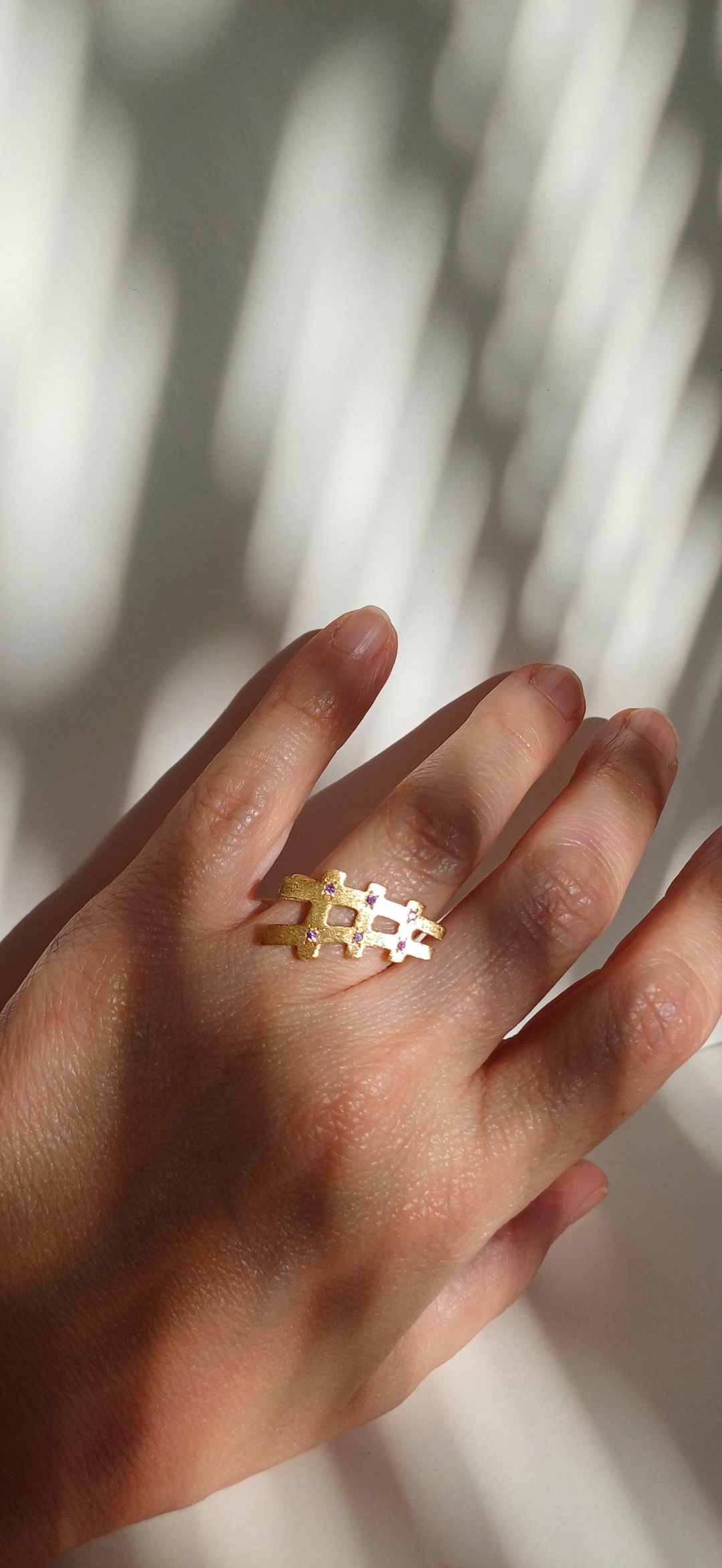 Ladder Ring Infinity Design in Gold Plated Sterling Silver With Purple ...