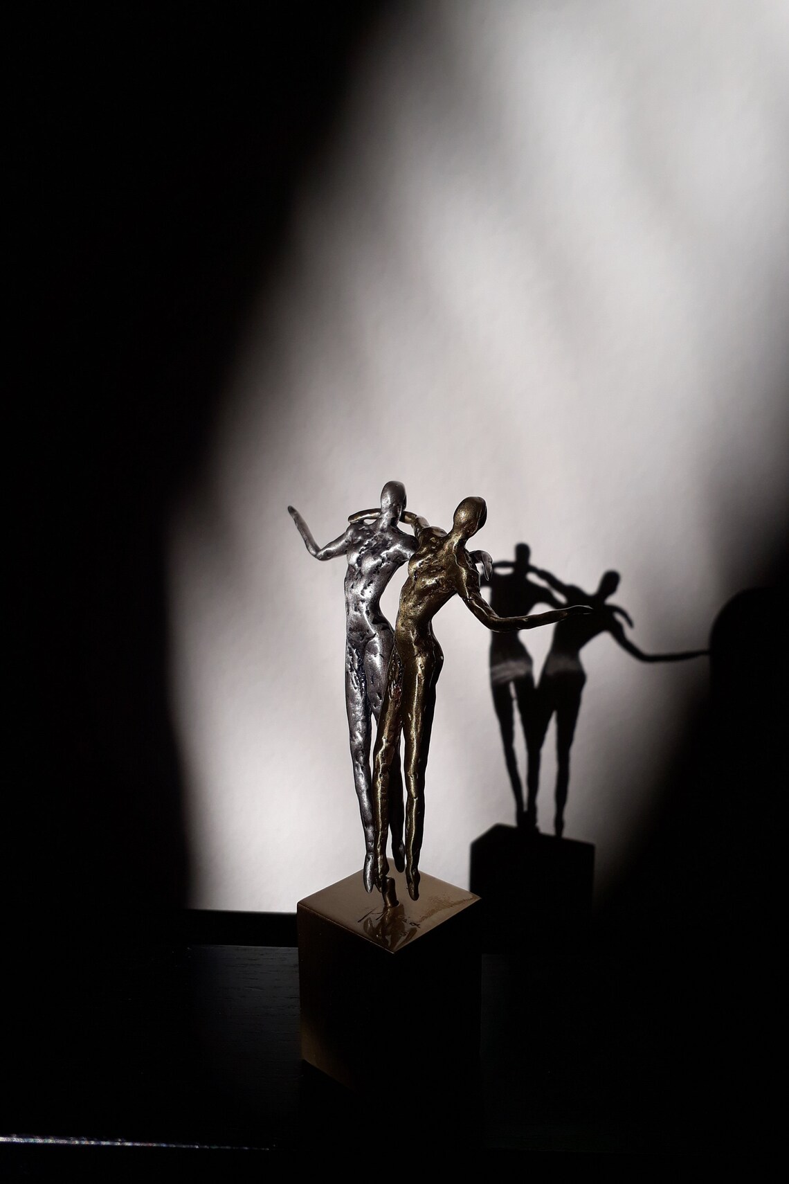 Friendship Sculpture Silver Bronze Couple Friends Gift Art - Etsy