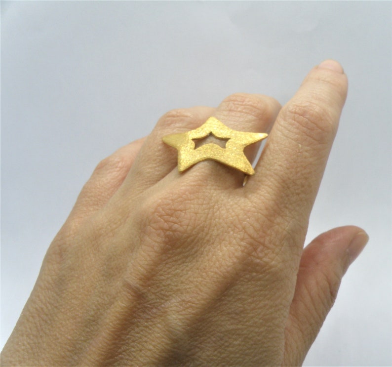 Ring Star Silver Gold Plated Star Shape Ring Alexia - Etsy