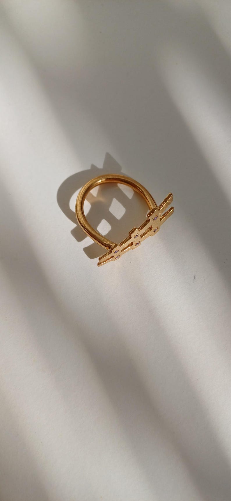 Ladder Ring Infinity Design in Gold Plated Sterling Silver With Purple ...