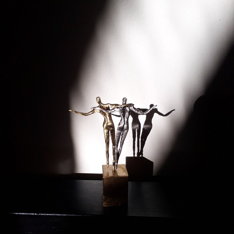 Friendship Sculpture Silver Bronze Couple Friends Gift Art - Etsy